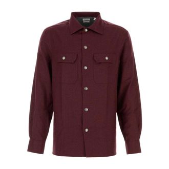 Brunello Cucinelli Surchemise en flanelle de laine vierge - Homme - Chemises - Rouge - Taille: M