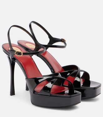 Saint Laurent Plateausandalen Debbie 85 aus Lackleder