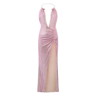 Philipp Plein Piercing Strass Maxi Dress - Femme - Robes - Rose - Taille: 36 FR