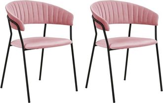 Beliani Esszimmerstuhl 2er Set MARIPOSA Samtstoff Rosa