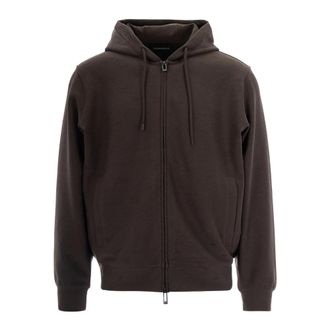 Emporio Armani Jacquard Double Jersey Kapuzen-Sweatshirt mit Rei&szlig;verschluss - - Sweatshirts & Hoodies - Herren - Braun - S