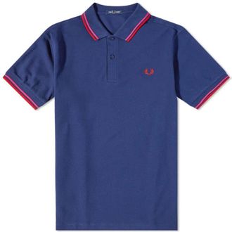 Fred Perry Homme, Tops, Bleu, Taille: M Polo Slim Fit à Double Liseré