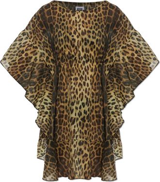 Moschino Femme, Maillots de bain, Brun, Taille: ONE Size Robe de Plage Imprim&eacute; Animal