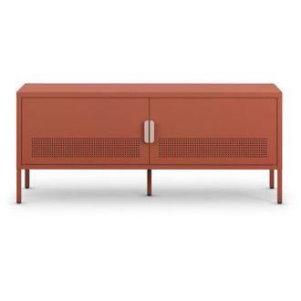 DRAWER Meuble TV 2 portes en m&eacute;tal L120cm - Terracotta - Adel