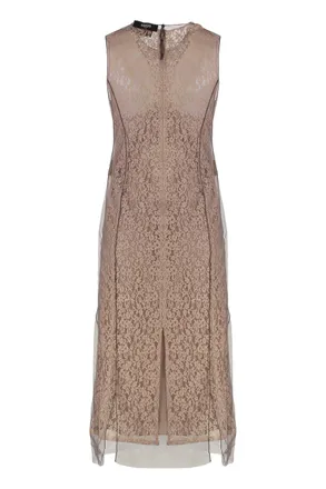 Fendi Womens Dress Lace Midi Pink Polyamide
