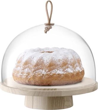 LSA International Ivalo Platte aus Esche & Haube, Glas, Clear, Ø28cm/H23cm