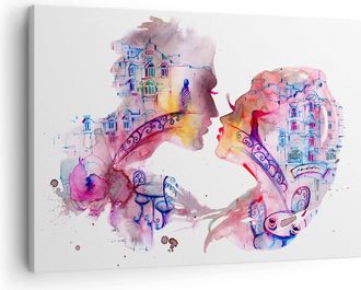 Arttor Bilder auf Leinwand Paar Liebe Frau urban Leinwandbild 70x50cm Wandbilder Dekoration Wohnzimmer Schlafzimmer Küche Deko Klein Wanddeko Bild Wand Kunst