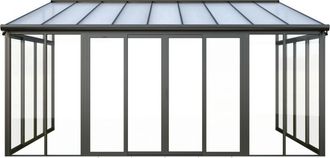 Vente-Unique V&eacute;randa en aluminium et polycarbonate avec protection UV - 16 m&sup2; - anthracite - MATHILDA