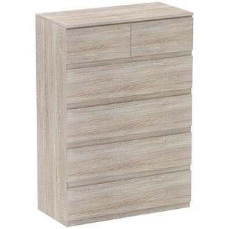 HOMCOM Commode 6 tiroirs, Meuble de Rangement étroit sans poignées, Style Moderne, Commode pour Chambre à Coucher, Salon, Couloir, 80 x 39 x 115 cm, Bois Nat