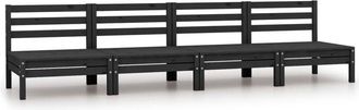 vidaXL Vidaxl - Canapés centraux de jardin 4 pcs Noir Bois de pin massif