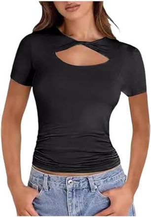 Generic Xy Demi-chemises pour femmes 2025 minceur, athl&eacute;tique, mignon, ample, coupe ample, d&eacute;contract&eacute;, &agrave; manches courtes, coupe ample, tendance, pour l&eacute;t&eacute;, N