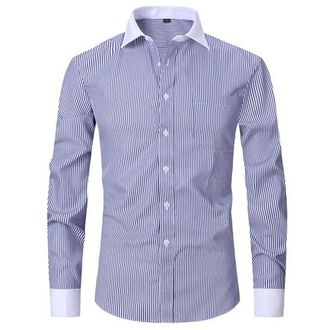 Generic Chemise &agrave; manches longues pour homme - Classique - Moderne - Coupe facile - Avec col Kent - En coton m&eacute;lang&eacute; - Pour la vie quotidienne, le bureau, les
