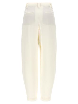 Brunello Cucinelli Linen Blend Twill Trousers - Cream