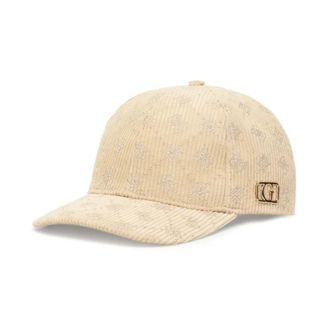 Guess Femme, Accessoires, Beige, Taille: ONE Size Casquette en velours c&ocirc;tel&eacute;