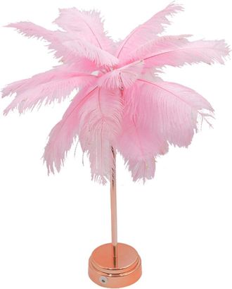OSALADI Rosa Federn Nachtlampe Tischleuchte f&uuml;r M&auml;dchen Kinderzimmer mit USB und Batterie Dekorative LED Nachtlicht Klein Kompakt