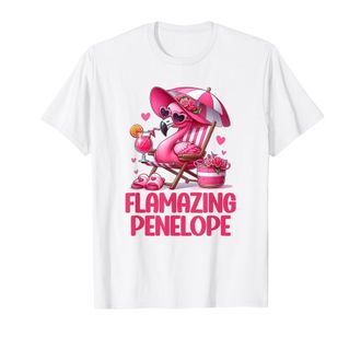 BDAZ Flamazing Penelope Pink Flamingo Tropical Beach Trip Damen T-Shirt