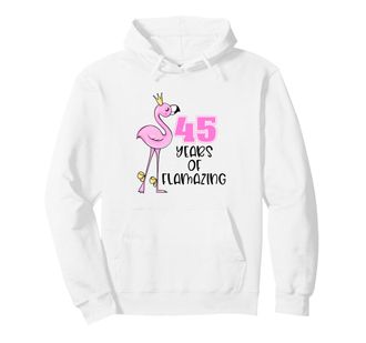 BDAZ 45 Years of Flamazing Flamingo Design Beach 45th Birthday Pullover Hoodie