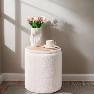 Generic Schminkstuhl, runder Stauraum mit getuftetem Design, gepolsterte Fußstütze für Eingangsbereich, Wohnzimmer, Schlafzimmer, vielseitige Schminkhocker- u