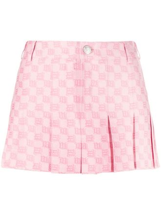 Misbhv minijupe plissée monogrammée à taille basse - Rose