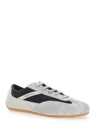 Alexander McQueen Mens Low Top Sneakers Boxe Grey Suede Calf Leather Trainers