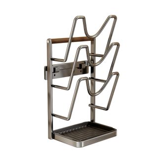 Generico Vertikales Gitter f&uuml;r T&ouml;pfe - Organizer aus Edelstahl 35 cm, Spatel- und L&ouml;ffelhalter mit Tablett, platzsparende K&uuml;chenaufbewahrung f&uuml;r Speisekammer