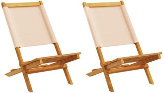 vidaXL Vidaxl - Chaises de jardin lot de 2 beige bois dacacia massif et tissu