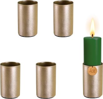Matches 21 Kerzenhalter 4er Set Metall Gold &Oslash; 2,3 cm mit Magnet - Adventskranz Kerzent&uuml;llen f&uuml;r Stabkerzen