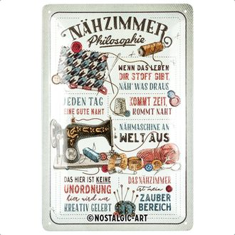Nostalgic Art Retro Blechschild, 20 x 30 cm, Nähzimmer Philosophie - Geschenk-Idee für Dein Zuhause, aus Metall, Vintage Design mit Spruch, Blechschilder Sprüche, N