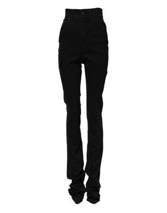 Dolce & Gabbana Womens Black Cotton High Waist Skinny Denim Jeans Clothing
