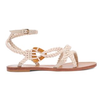 Alberta Ferretti Femme, Chaussures, Blanc, Taille: 39 EU Sandale &eacute;l&eacute;gante avec d&eacute;tails dor&eacute;s et tresses
