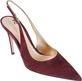Gianvito Rossi Hohe Schuhe - Burgundy Suede Slingback Pump With Nappa Leather L - Gr. 36 (EU) - in Rot - f&uuml;r Damen