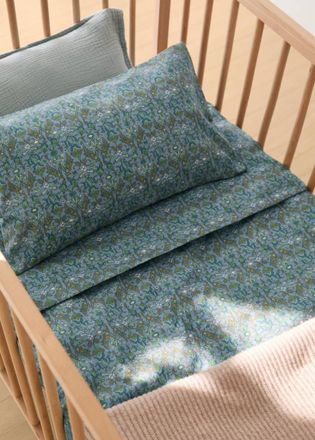 Mango Housse de couette berceau percale de coton imprim&eacute; petites fleurs bleu - Home - 100x120cm - MANGO HOME