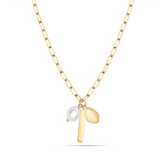 s.Oliver Necklace - Elegante Halskette aus poliertem Edelstahl - IP Gold - Gliederkette 47 cm - wasserfest & hautfreundlich