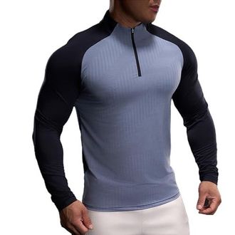 Generic Sweat-shirt de bodybuilding à séchage rapide pour homme, coupe ajustée, manches longues, haut athlétique, évacuation de lhumidité, t-shirt de fitness,
