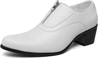 Generic Chaussures tendance pour homme - Bout pointu - Talons hauts - Chaussures Oxford Derby - Noir et blanc, blanc, 42 2/3 EU