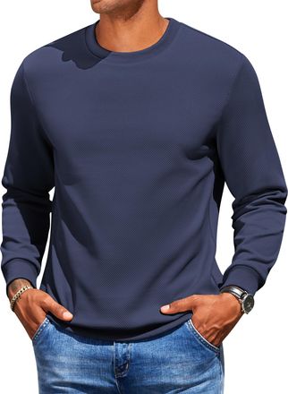 Coofandy Sweatshirt Herren Pullover Crewneck Sweatshirt Ohne Kapuze Winter Pullover Rundhals Pulli Sweatshirts für Herren Navy Blau 3XL