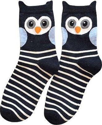 Generic Chaussettes Femme Chaussettes Chaudes Femme Chaussettes Thermiques Femme De Classique Ray&eacute;es Avec Motif Hibou Mignon Style Trois Trous Tendance Automn