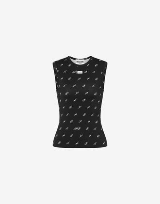 Moschino Top en jersey technique imprim&eacute; - Noir