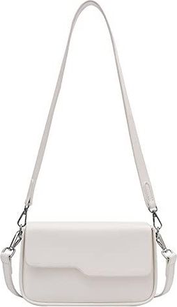 Generic Sac à bandoulière pour femme - Petit sac à main et sac à main en cuir - Sac à bandoulière tendance et décontracté avec fermeture éclair, blanc, Small