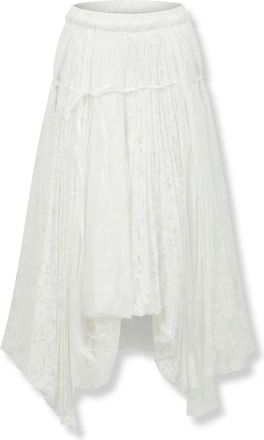 J.W.Anderson Femme, Jupes, Blanc, Taille: 36 FR Mixed Lace Asymmetric Midi Skirt