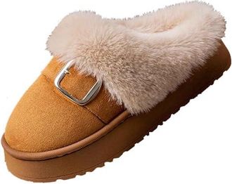 Generic Pantoufles dint&eacute;rieur et dext&eacute;rieur pour femme - Style r&eacute;tro - Antid&eacute;rapantes - Chaudes - En fourrure - Pour lint&eacute;rieur et lext&eacute;rieur, kaki, 36.5 EU