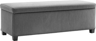 HOMCOM Puff Storage, Banc de Rangement Pliable, capacit&eacute; 84 L, 112x42x40 cm, rembourr&eacute; en Velours c&ocirc;tel&eacute;, Pied de lit, pour Le Salon, la Chambre &agrave; Coucher, l