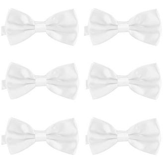 DonDon Lot de 6 Noeud papillon pour homme 12 x 6 cm avec crochet déjà lié et réglable Blanc