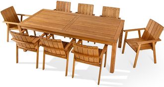 Konsimo ORTUS Gartenm&ouml;bel Set Holz mit St&uuml;hlen, braunes Outdoor M&ouml;belset aus massivem Robinienholz, wetterfest, hergestellt in der EU, f&uuml;r Garten & Terrasse (