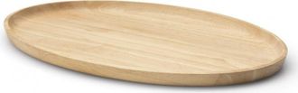 Continenta ovales Serviertablett aus Gummibaumholz, Holz-Servierschale, Brotzeitplatte mit erhöhtem Rand, Größe: 23,5 x 15,5 x 1,2 cm, 1 Stück