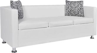 vidaXL Sofa 3-Sitzer Kunstleder Wei&szlig; vidaXL