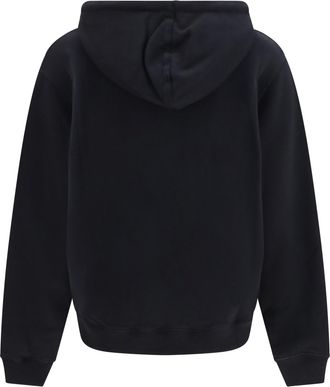 Off-white Embroidered Logo Cotton Hoodie - Black