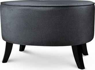 MG Design Ovaler Samt-Hocker 62 x 72 cm in Grau mit Holzbeinen - Gepolsterter Fu&szlig;hocker f&uuml;r Wohnzimmer oder Schlafzimmer