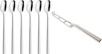 Zwilling Dinner, 6 Longdrinklöffel (Länge 8 cm), spülmaschinengeeignet, 18/10 Edelstahl & 1000919 Käsemesser, Edelstahl, Silber, 23 cm