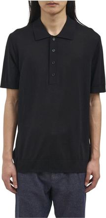 Paolo Pecora Homme, Tops, Noir, Taille: S Polo en maille de soie